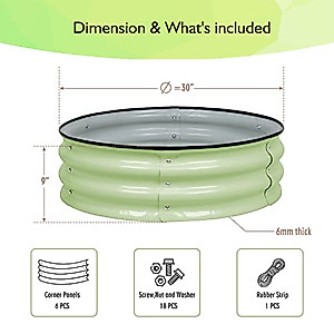 Aoodor 9'' Tall Aluzinc Metal Raised Garden Bed 30'' Round, Outdoor Garden Planter Box for Vegetable Flower Herb - Olive Green