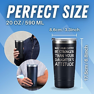 Onebttl Dad Gifts from Daughter, Funny Dad Tumbler Coffee Mug for Father's Day, Birthday, Christmas, Stainless Steel Travel Mug 20oz - Strong Coffee