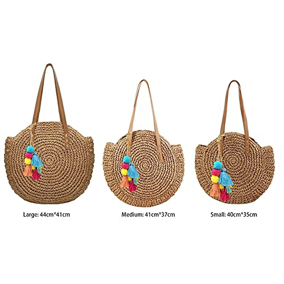 Women Straw Bag Woven Shoulder Bag Beach Tote Handwoven Handbags for Vocation Free