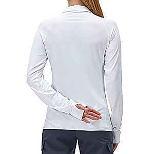 Women's UPF 50+ UV Sun Protection Clothing Long Sleeve Athletic Hiking Shirts Lightweight SPF Zip Up Outdoor Jacket (White,M)