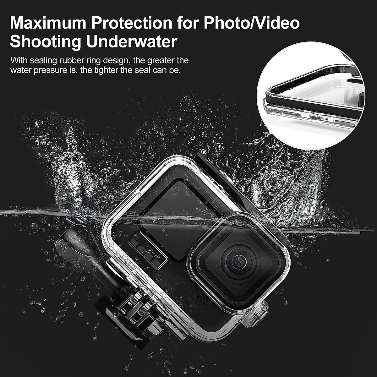 60M Waterproof Case, 196FT Underwater Protective Housing Case for Hero11 Hero10 Hero9 Black, with Quick Release Mount and Thumbscrew