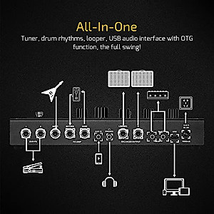 Valeton GP-200LT Multi Effects Pedal Multi Effects Processor Guitar Effects Pedal Bass Pedal Amp Modeling IR Cabinets Simulation Multi-Effects with FX Loop MIDI I/O Stereo OTG USB Audio Interface