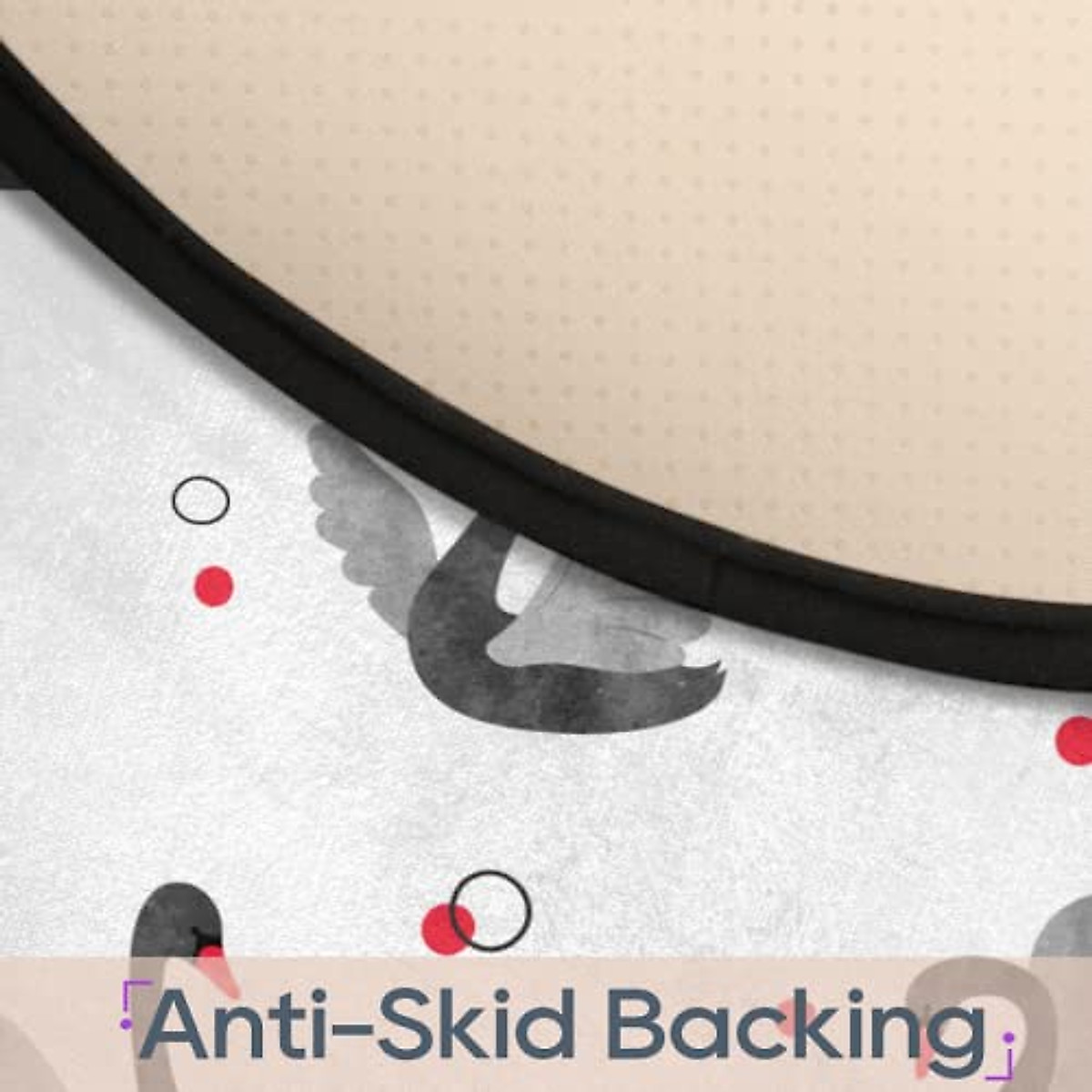 Black Swans Round Area Rug 3ft / 5ft Machine Washable Circular Rugs for Dining Room Table Bedroom Playroom Throw Rugs for Dog Living Room Floor Carpet Door Mat Décor