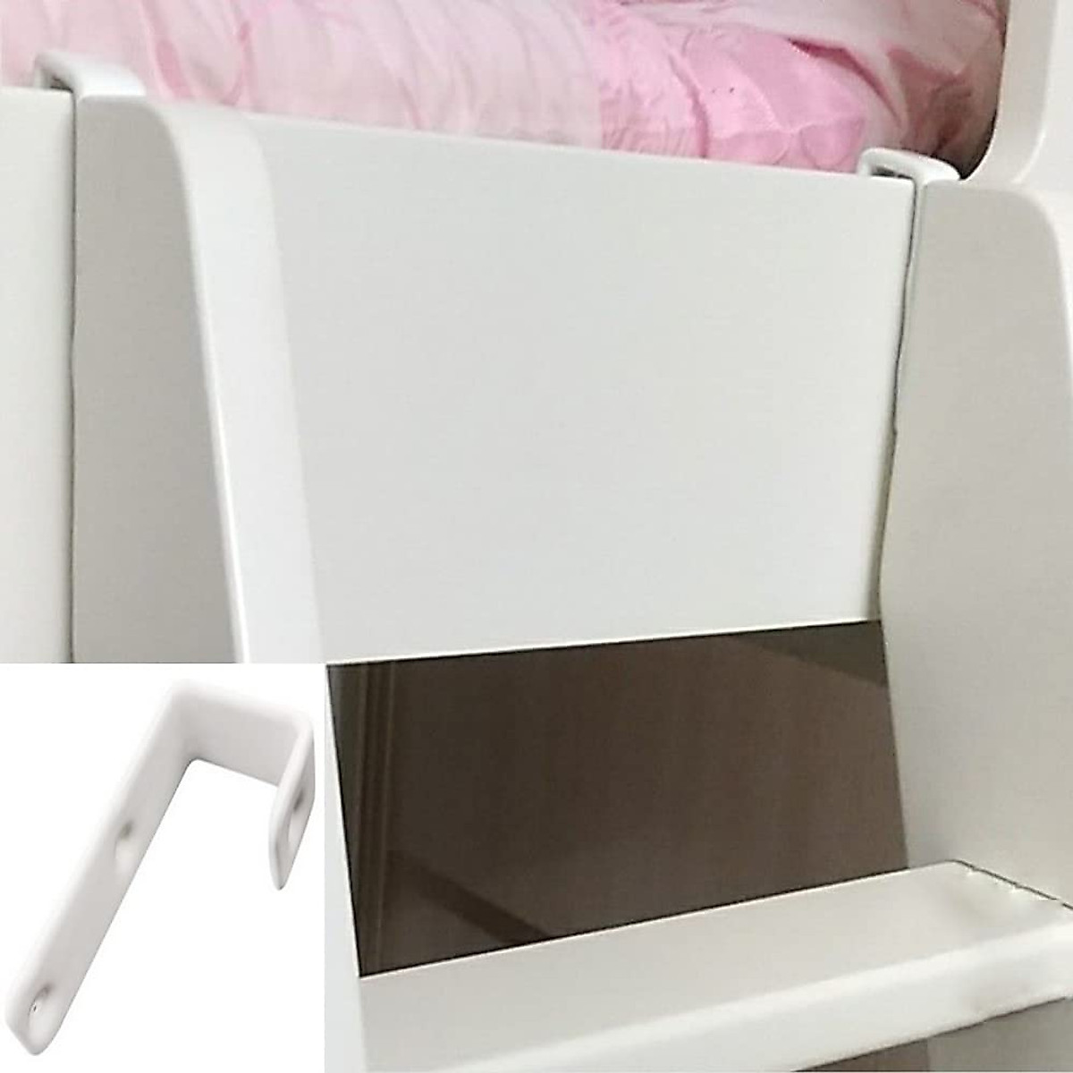 4pcs PVC Coated Bed Ladder Hooks, Iron Bunk Bed Ladder Hooks Brackets,Heavy Duty Hook Brackets for Bed Decoration Tool