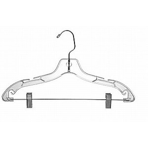 Only Hangers Clear 17" Combination Hanger w/ Clips Pack of 25