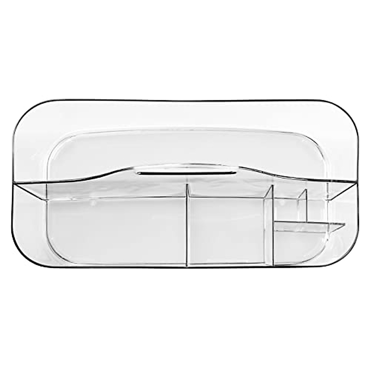 mDesign Plastic Divided Shower Organizer Basket Caddy Tote with Handle - Storage for Bathroom or Dorm - Holds Hand Soap, Shampoo, Sponges, Scrubs, and Body Wash - Lumiere Collection - Clear