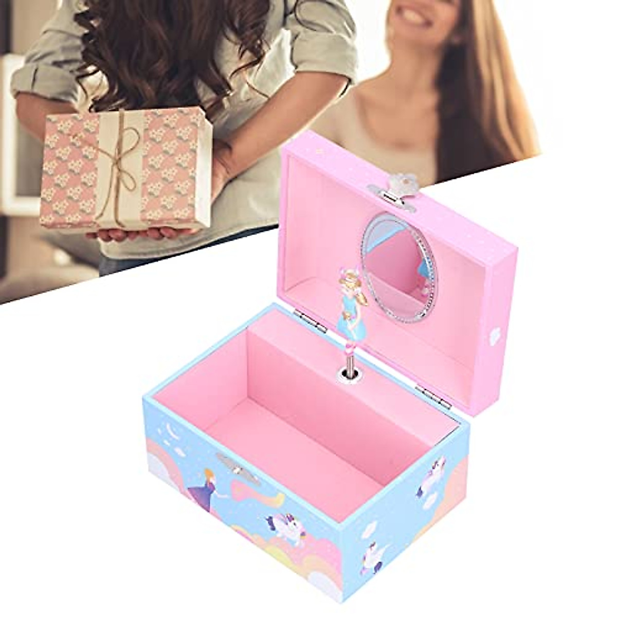 Pinsofy Musical Jewelry Box Portable Music Storage Box for Organizing Small Daily Items for Kids Girl for Children for Birthday GiftD Music Box
