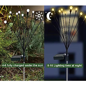 YUMMIS Upgraded Solar Swaying Light, Sway by Wind, Solar Outdoor Lights, Yard Patio Pathway Decoration, High Flexibility Iron Wire & Heavy Bulb Base, Warm White(2 Pack)