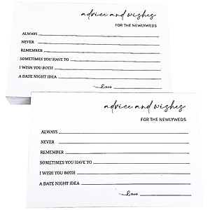 RXBC2011 Wedding advice and well wishes Cards for the Mr and Mrs Bride and Groom Newlyweds Bridal Shower Games Note Marriage Advice Pack of 50 (white)