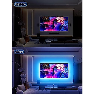 GIPOYENT TV LED Lights, 13.1ft TV LED Lights for 40-65 Inch, LED TV Behind with Bluetooth Function - RGB Color Changing Light Strip for Home Theater
