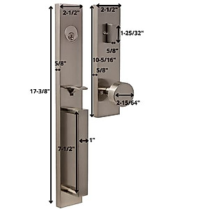 Weslock Xanthis Single Cylinder Handle Set with Mesa Knob (Satin Nickel, Keyed Handleset)