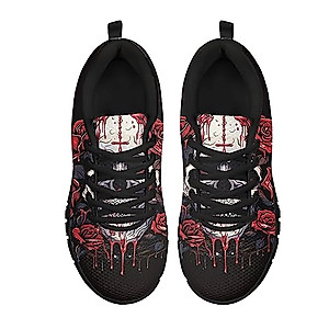 Skull Shoes for Men Slip Resistant Casual Slip On Shoes Art Painted Fall Shoes for Youth Womens Fall Winter Sneakers Body Building Mesh Sneakers Winter Sneakers Black Sole
