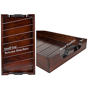 Bamboo Land- Large Wooden Serving Tray, 20”x14’’, Dark Brown, Trays for Serving Food, Wooden Trays for Decor, Breakfast Tray, Serving Tray with Handles, Wood Serving Tray, Food Serving Tray