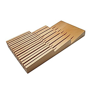 HomeEase In-Drawer Beechwood Knife Block, Knife Drawer Organizer and Holder (17.6X9.5X2.9 inches)
