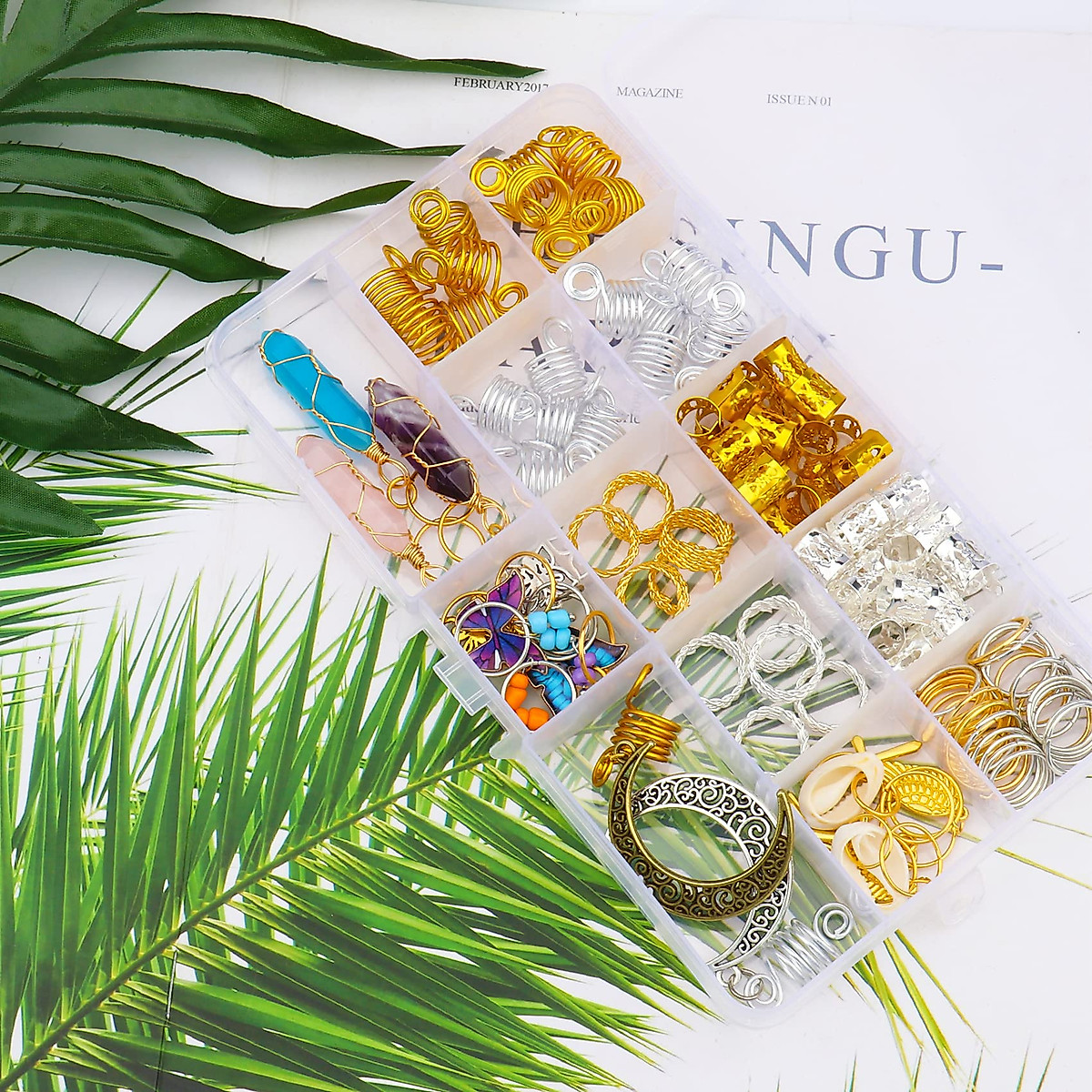 Loc Jewelry for Dreadlocks - Handmade Wire Wrapped Natural Crystal Adornment - Butterfly Hair Rings, Hair Charms, Coil Cuffs for Women, Girls, Men