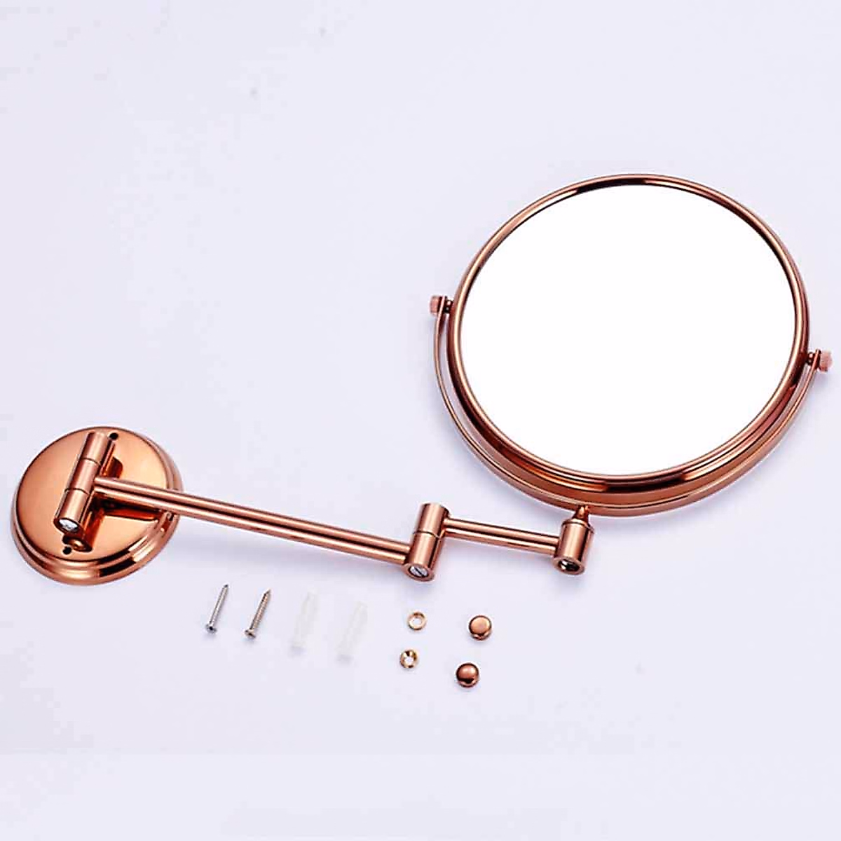 KARAOT Round Mirrors for Walls, 3X Magnification, Normal Double-Sided Bathroom Vanity Mirror Swivel, Extendable Folding, 360° Free Rotation, for Shaving, Makeup