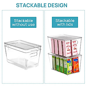 Vtopmart 6 Pack Clear Stackable Storage Bins with Lids, Medium Plastic Containers with Handle for Pantry Organization and Storage,Perfect for Kitchen, Fridge, Cabinet, Bathroom Organizer