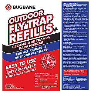 Fly Trap Bait Refills 3x30g. Natural Fly Magnet Bait Refill for All Reusable Outdoor Fly Traps. Fly Bait Refill Packets Fly Attractant Fly Bait Granules. Fly Trap Attractant