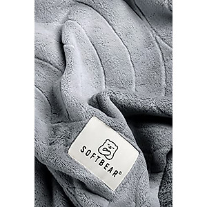 SOFTBEAR Grey Twin Blanket Flannel Fleece Semi-Circular Pattern, Soft, Fluffy, Plush and Warm Blanket for Bed, Couch, Sofa, Camping