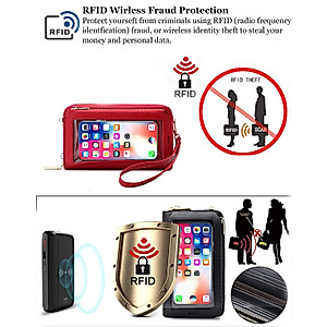 Formva Touch Screen Crossbody Phone Bag, Mini Shoulder Handbags RFID Blocking Wallet Cellphone Purse with Strap and Credit Card Slots (Black)