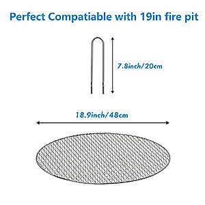Tiga Grill Grate for Solo Stove Bonfire, Upgrade Stainless Steel Solid Cooking Grates Replacement Parts for 19in Fire Pit, Outdoor Charcoal Grill Cooking Grate with Handle