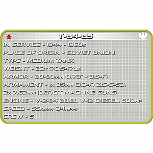 Cobi toys 668 Pcs Historical Collection WWII /2542/ T 34-85, Green