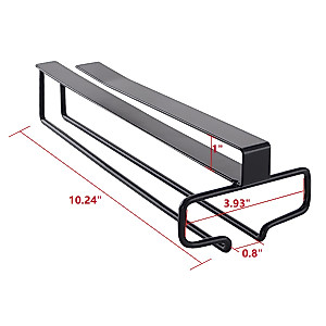 GeLive 10 Inch Under Shelf Wine Glass Holder Stemware Rack Under Cabinet Kitchen Hanger Metal Wine Glass Storage Organizer No Drilling, Fit for The Cabinet 1 Inch or Less (Black)