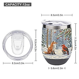 WYUSPGK 304 Stainless Steel Insulated Cup, Winter Snow Fox Print Smooth Rim, Durable & Reusable - Perfect for Office, Home, And Travel