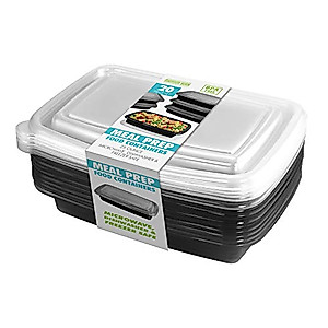 Nameless 20 PIECE MEAL PREP CONTAINER KIT - 1 SECTION - BLACK