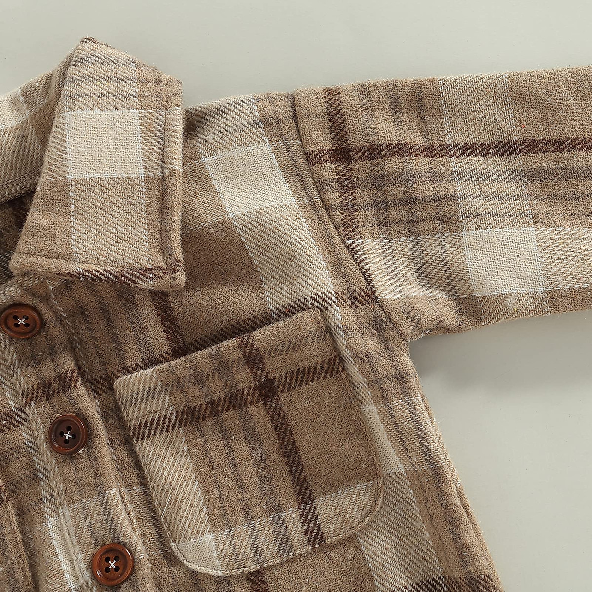 Baby Boy Plaid Shirt Romper Flannel Long Sleeve Oversized Tops Infant Button Down Fall Clothes (Coffee,0-6 Months)