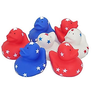 4E's Novelty Patriotic Rubber Ducks (24 Pack) Bulk 2" - 4th of July Party Favors, Patriotic Party Supplies Gifts toys for Kids Adults Fourth of July, Jeep Ducking