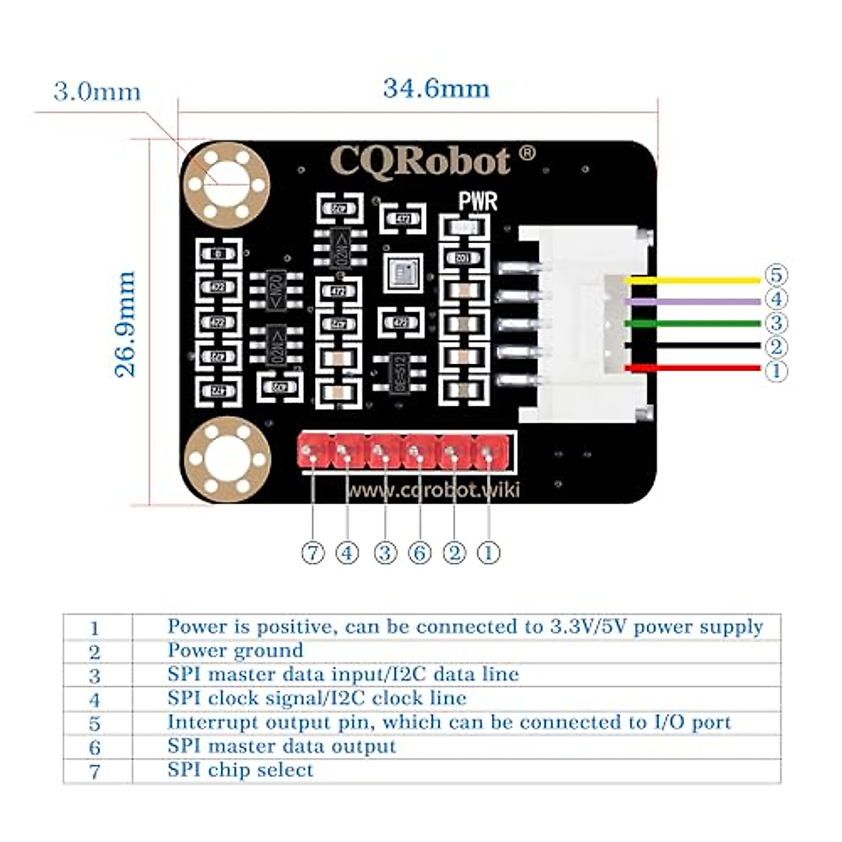 CQRobot BMP388 Barometric Pressure Sensor Compatible with Arduino, Raspberry Pi and STM32. Height/Pressure/Temperature Measurement, for Such as Drones, Environment Monitoring, IoT Projects.