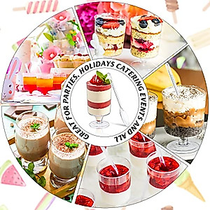 200 Pack 3.5 oz Mini Dessert Cups with Spoons Clear Plastic Parfait Appetizer Cups Small Appetizer Shooter Cups Disposable Mini Plastic Mousse Cups Pudding Fruit Ice Cream Cups for Wedding Party