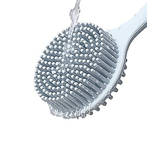 INGVY Dry Brushing Body Brush Long Handle Multifunctional Silicone Brush Body Double-Sided Bath Shower Brush Back Massage Exfoliation Wisp Body Scrub Brush (Color : B)