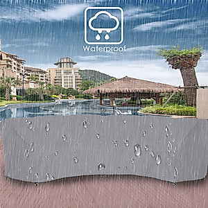 COOSOO Curved Sofa Cover Outdoor Curved Sectional Sofa Cover Patio Furniture Couch Protector Waterproof Half Moon Sofa Set Cover with Windproof Elastic Cord for Garden Indoor All Weather Protection