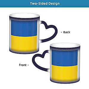 BBEXJIGY Flag of Ukraine Print Thermal Reactive Coffee Mug Ceramic Cups That Change Color with Heat