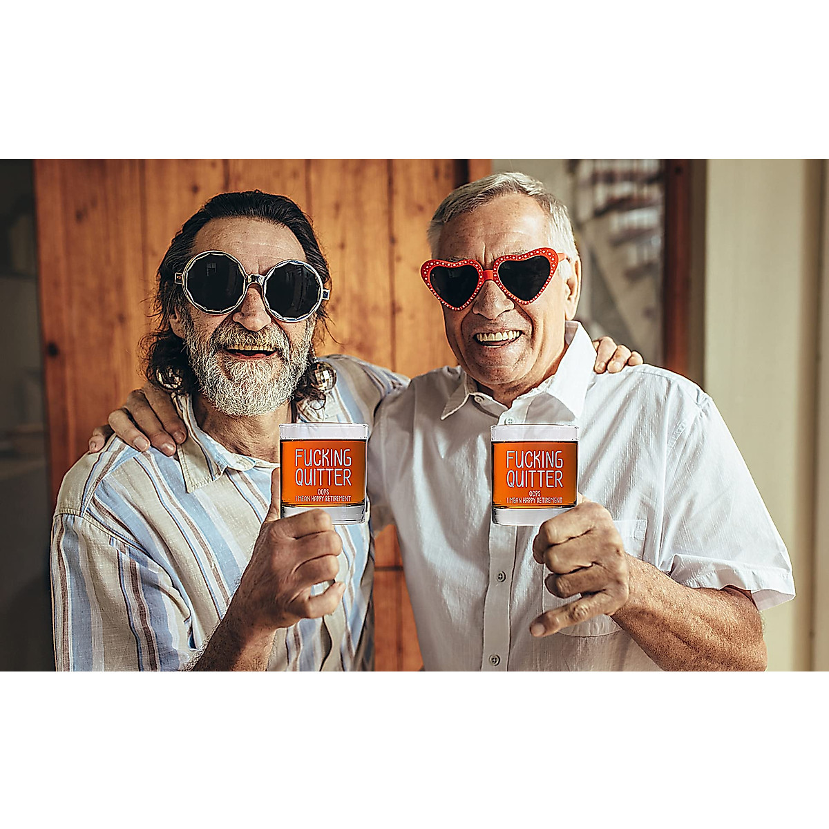 Promotion & Beyond Quitter Oops I Mean Happy Retirement Birthday Funny Gift For Friend Dad Uncle Grandpa From Daughter Son Wife - Father's Day Christmas Anniversary Party Favor Whiskey Glass