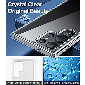 VOFATA Crystal Clear Designed for Samsung Galaxy S23 Ultra Case [Anti-Yellowing] [10FT Military Grade Drop Protection] Shockproof Hard PC Back Phone Case for Galaxy S23 Ultra Case(2023) - Clear