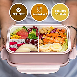 LOVINA Bento Boxes for Adults - 1100 ML Bento Lunch Box For Kids Childrens With Spoon & Fork - Durable for On-the-Go Meal, BPA-Free and Food-Safe Materials