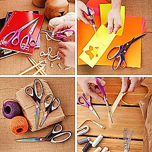 BambooMN Titanium Softgrip Scissors Set for Sewing, Arts, Crafts, Office - 1 Set of 3 - Purple
