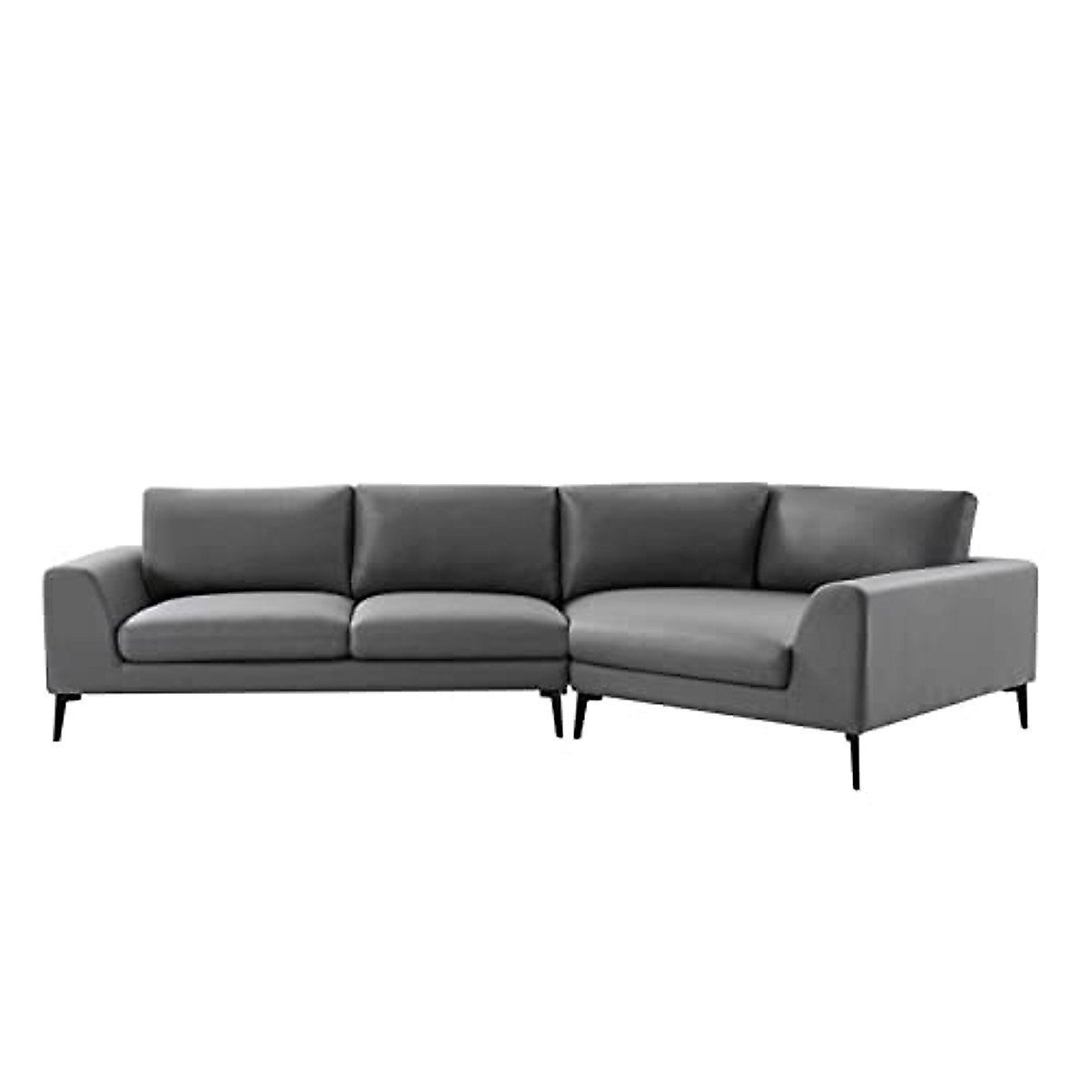 Cotoala 141inch Air Leather Sectional Sofa with Metal Legs, Huge Corner Wedge Design, Modern English Arm Couch for Living Room, Grey