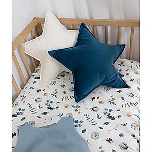 JIKAL Star Moon Shaped Pillow Soft Velvet Nursery Stuffed Throw Pillows for Kids Room Couch Reading Nook Decor (Star, Teal)