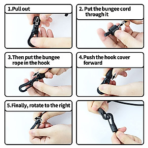 1/4" x 10' Elastic Bungee Shock Cord - Kayak Stretch String Rope with Bungee Shock Cord Hook Suitable for Boat Camping Accessories, Exercise, Fitness and Outdoor Enthusiasts (10 Feet Rope + 4 Hooks)