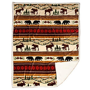 Carstens Soft Sherpa Plush Throw Blanket, Hinterland Collection 54" x 68"