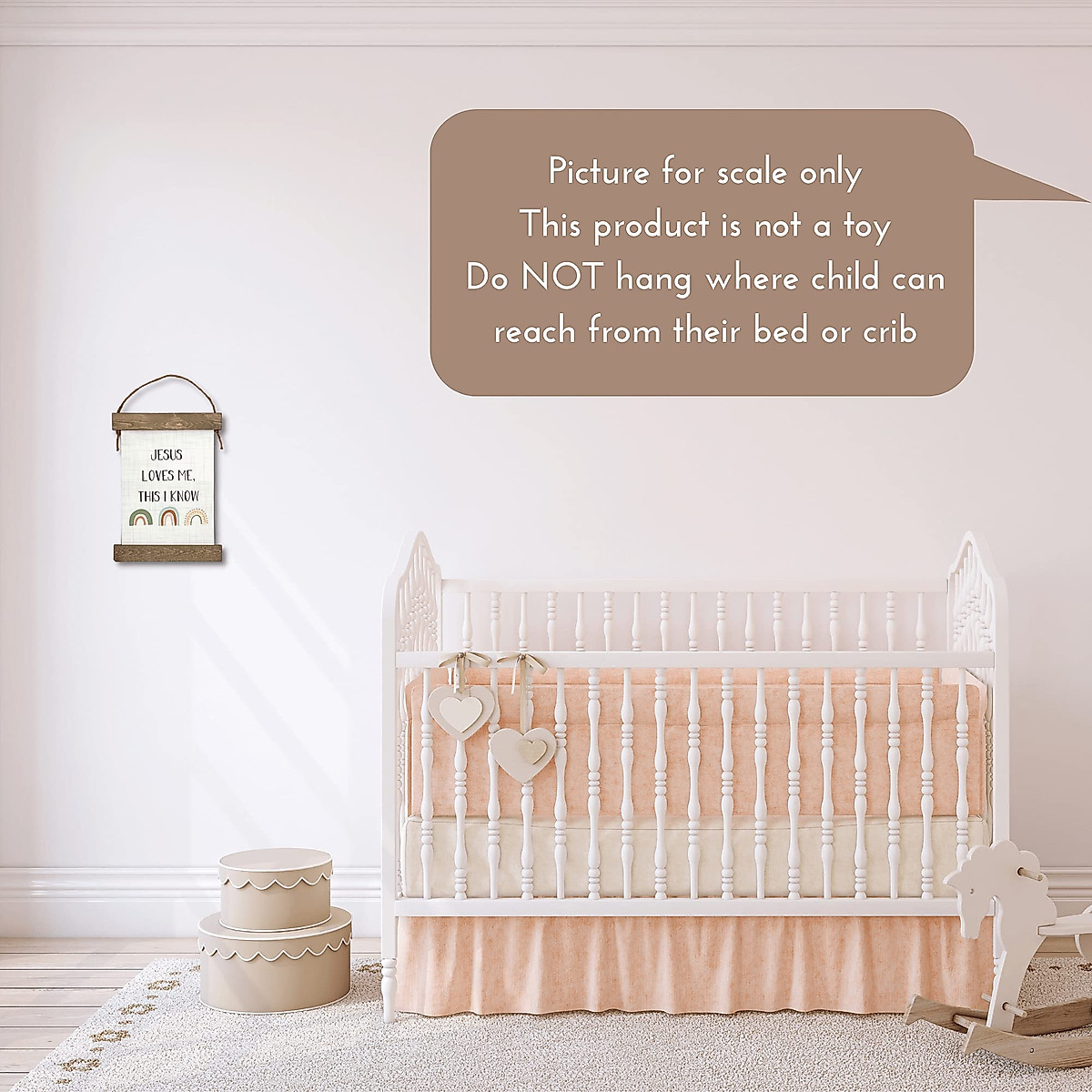 Kingdom Quality Jesus Loves Me This I Know Hanging Canvas - Give Me Jesus, Ten Commandments for Kids, Boho Rainbow Nursery Decor