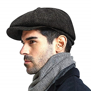 Men's Vintage Newsboy Gatsby Hat Blend Wool Flat Ivy Cabbie Autumn Winter Cap Boyfriend Gift M