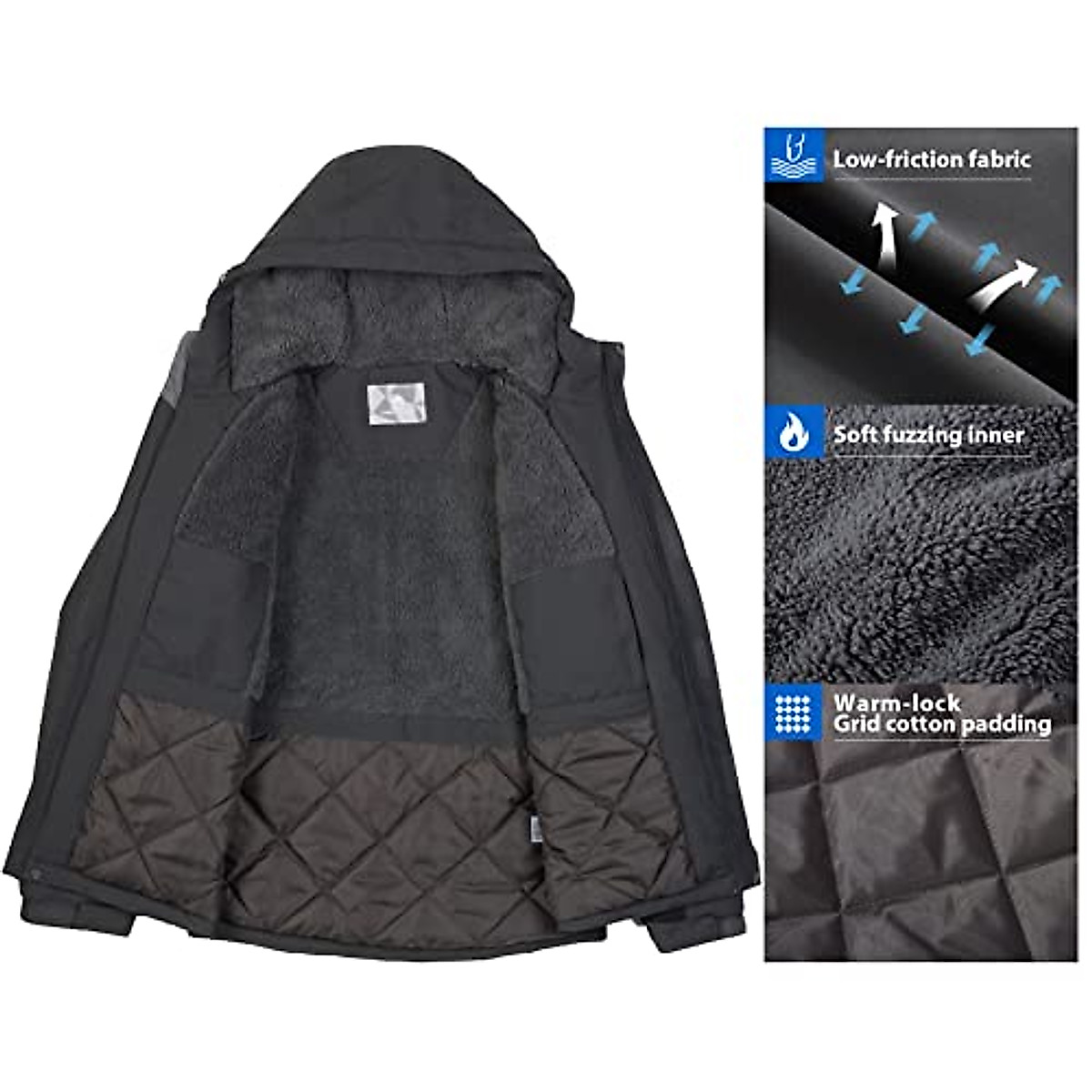 CAMEL CROWN Men's Waterproof Ski Jacket Winter Coat Windbreaker Fleece Inner Snow Hiking Outdoor