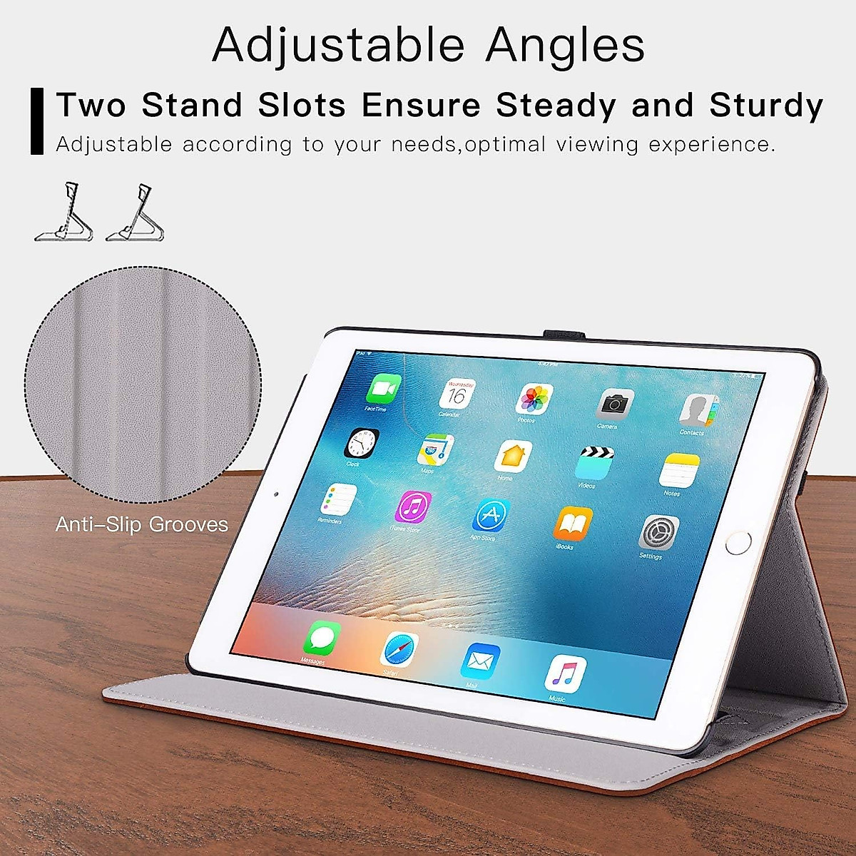 ZtotopCases for iPad 6th/5th Generation 9.7 Inch 2018/2017 iPad Air 2 & 1 Case, Premium PU Leather Business Folding Cover with Auto Wake/Sleep, Multiple Viewing Angles for iPad Air 2nd/1st Gen, Brown