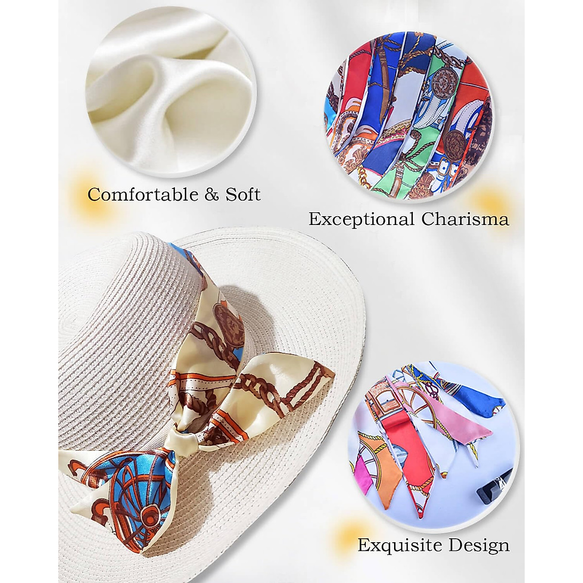 JELIEE 6 Pack Scarf Bags for Women Handbag Scarfs Band Narrow Scarf Hair Neck Scarf Neckerchief Scarf Head Wrap Fashion Gifts for Women