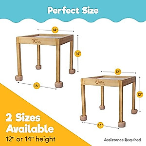 Little Balance Box Push Pull Walker Toy, 2-in-1 No Wheels Spring Feet, Wooden Walker, Girl Boy Toddler Walker with Toddler, Child Activity Table, Tall Beige + Booties